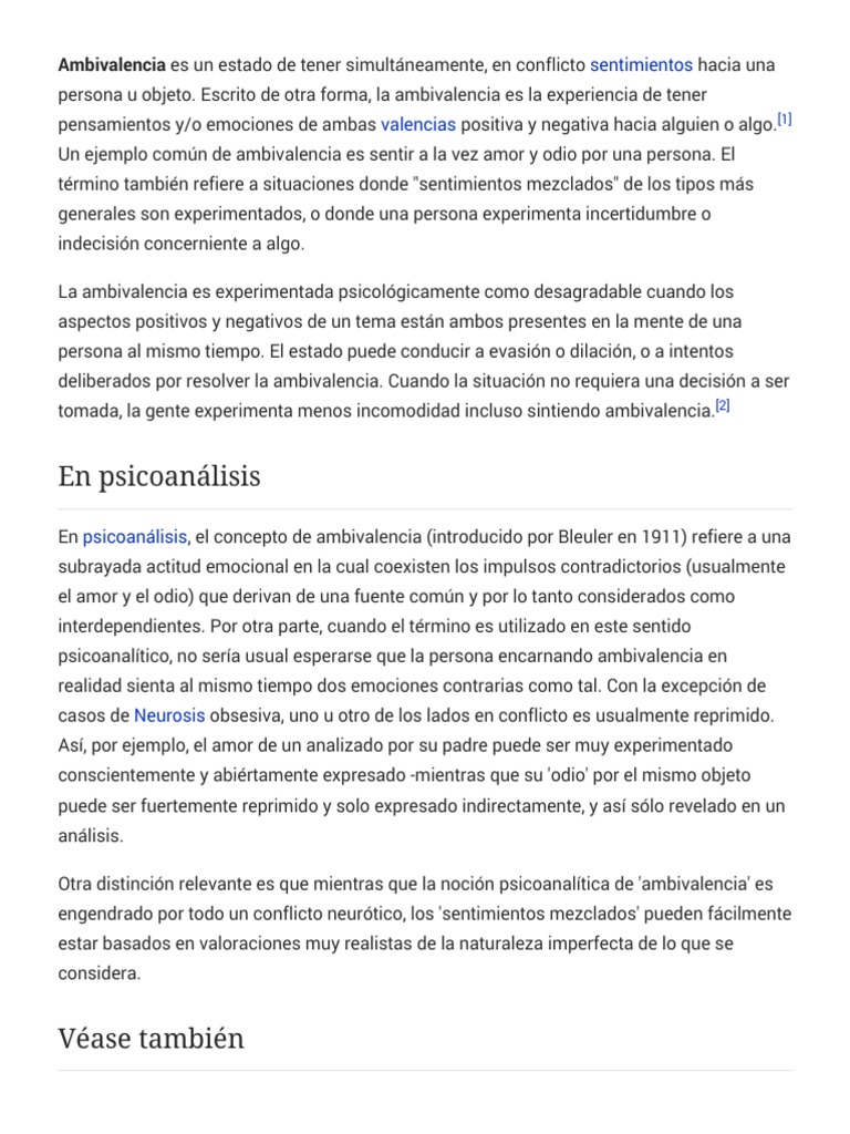 Ambivalencia | PDF | Acción (filosofía) | Psicología clínica
