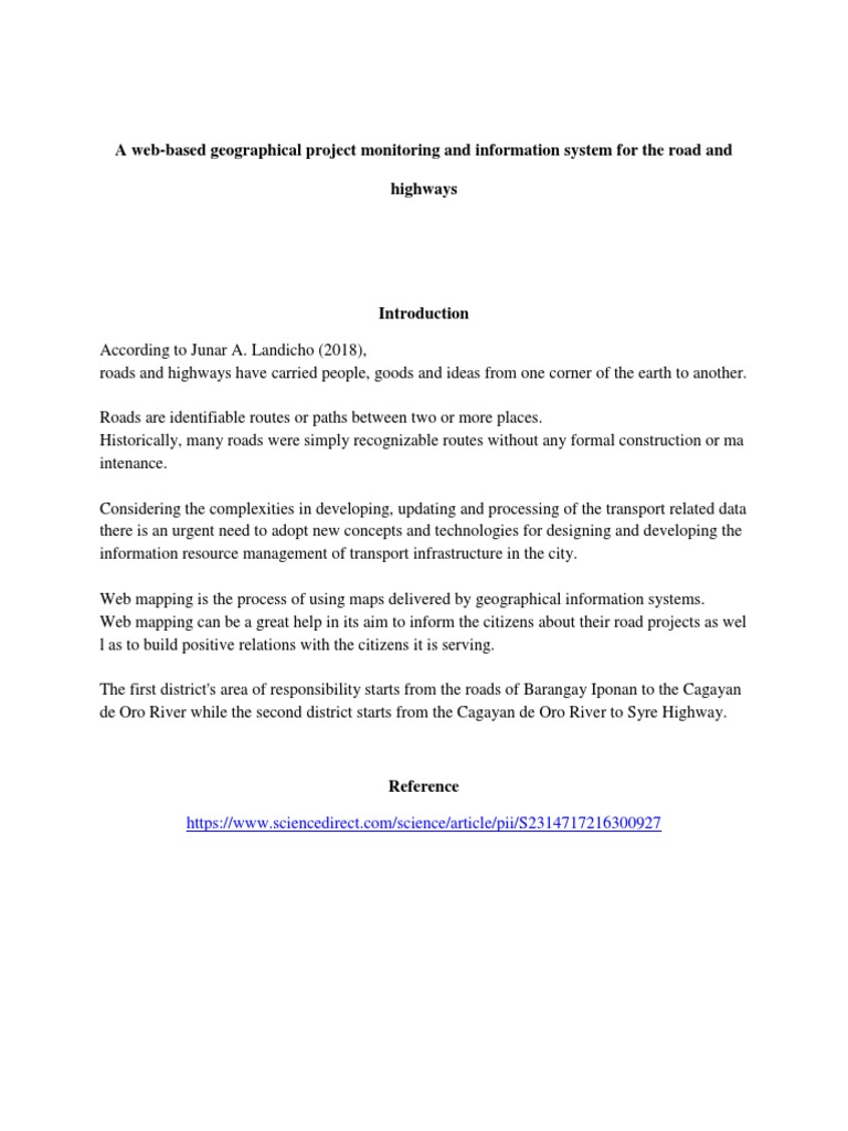 A Web-Based Geographical Project Monitoring and Information System For ...