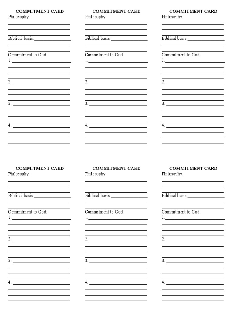 Commitment Card Commitment Card Commitment Card | PDF | Theology ...