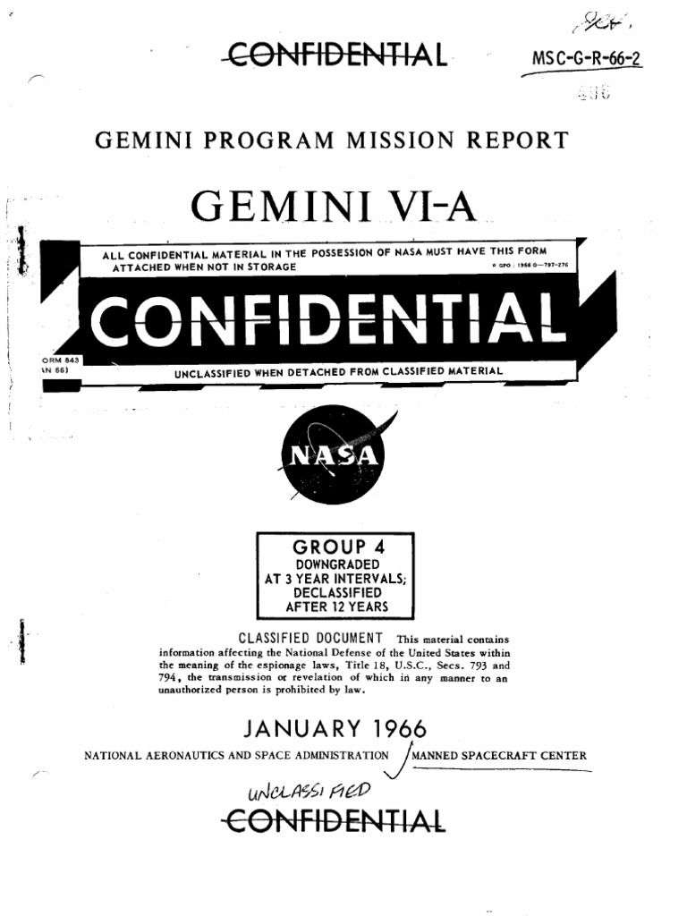 Gemini Program Mission Report Gemini Vi-A Jan 1966 | PDF | Project ...