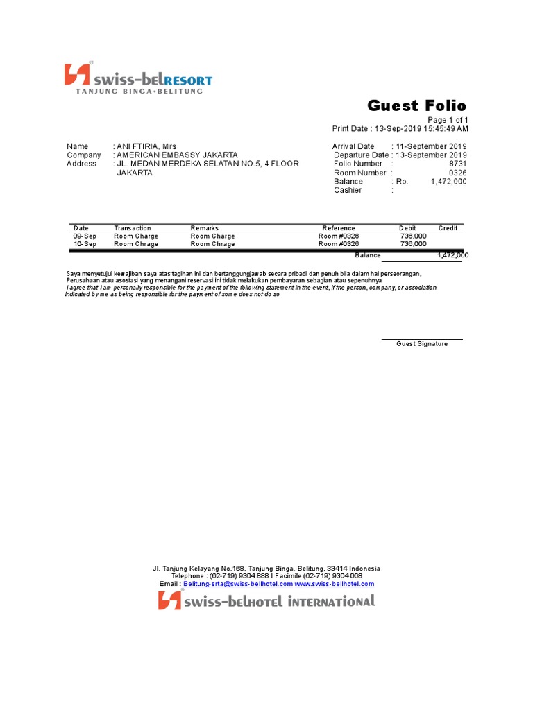 Guest Folio Anidsdsdsdsd | PDF | Payments | Banking