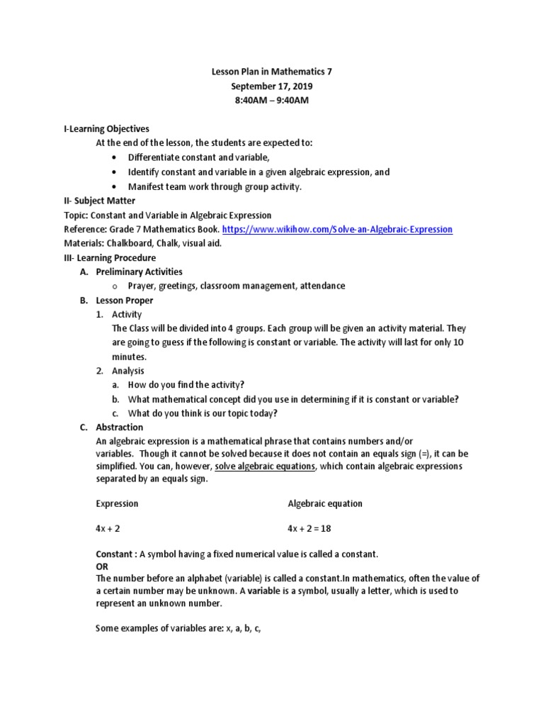 LP in Math | PDF | Variable (Mathematics) | Numbers