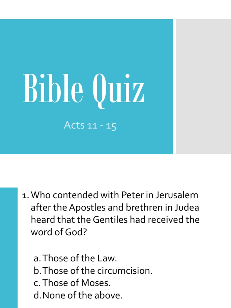 Bible Quiz 3 - Acts 11 - 15 | PDF | Paul The Apostle | Acts Of The Apostles