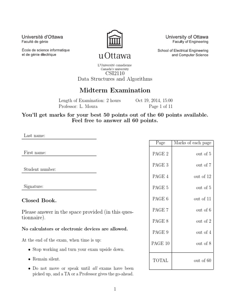 CSI 2110 Midterm 2014 | Download Free PDF | Queue (Abstract Data Type ...