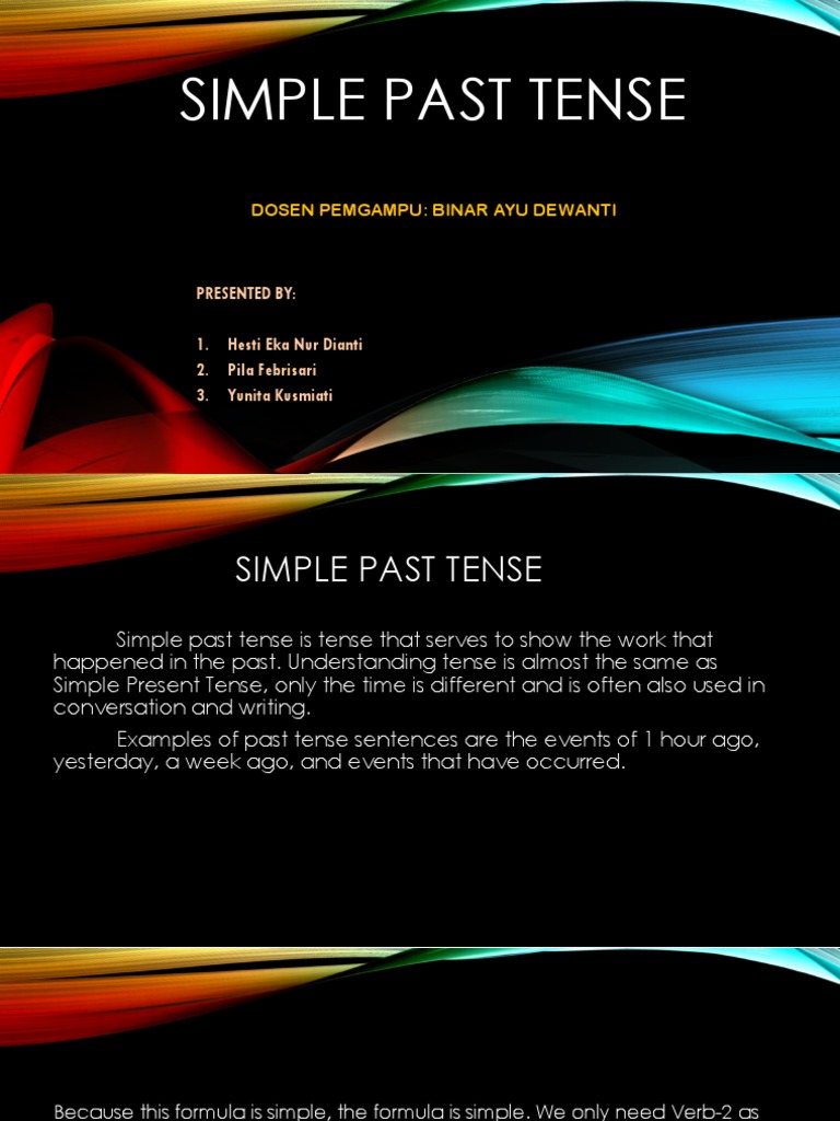 SIMPLE PAST TENSE FORMULA AND FUNCTIONS | PDF | Grammatical Tense | Verb