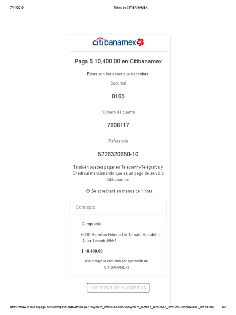 Ticket de Citibanamex | PDF