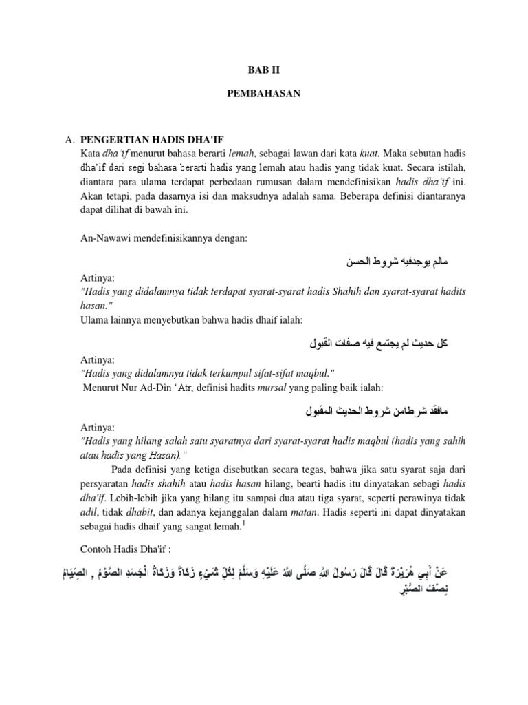 Pengertian dan Hukum Hadis Dha'if | PDF