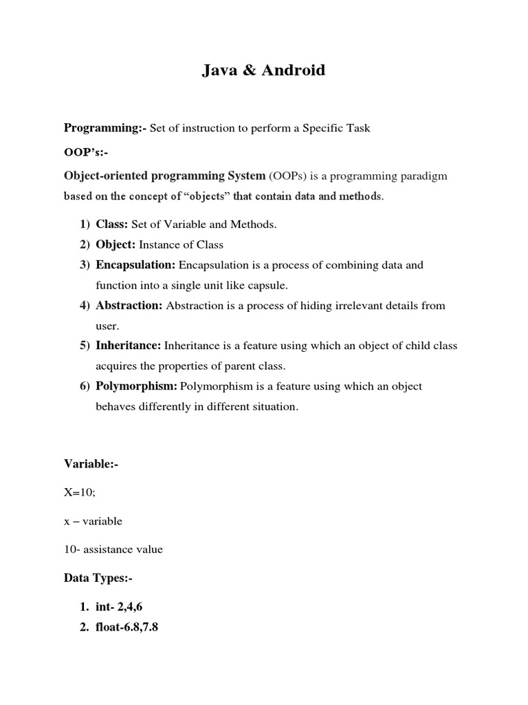 A Comprehensive Guide To Java Programming Fundamentals And Core Concepts Pdf Object Oriented