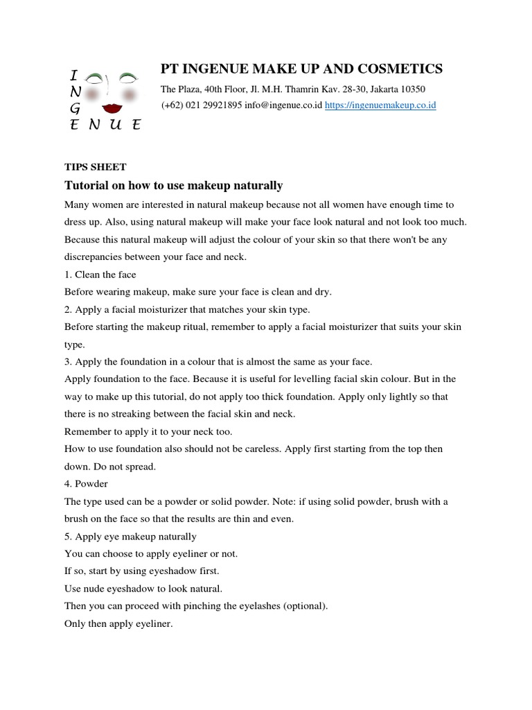 PT Ingenue Make Up and Cosmetics: Tutorial On How To Use Makeup ...