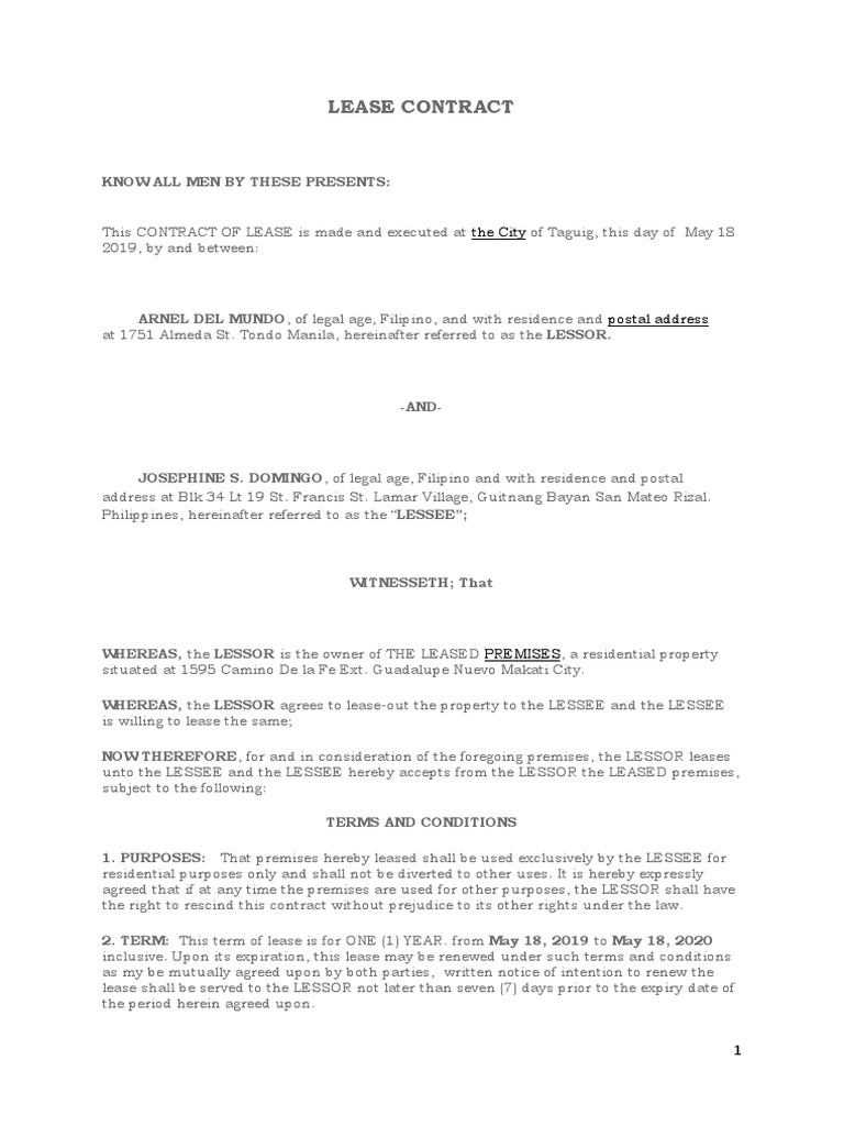 Lease Contract | PDF | Lease | Real Property Law