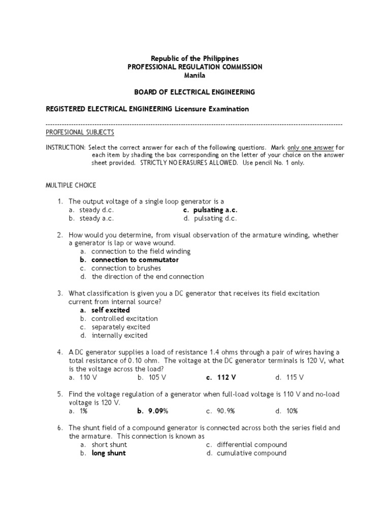 Ree Board Exam 1 | PDF | Electric Motor | Transformer