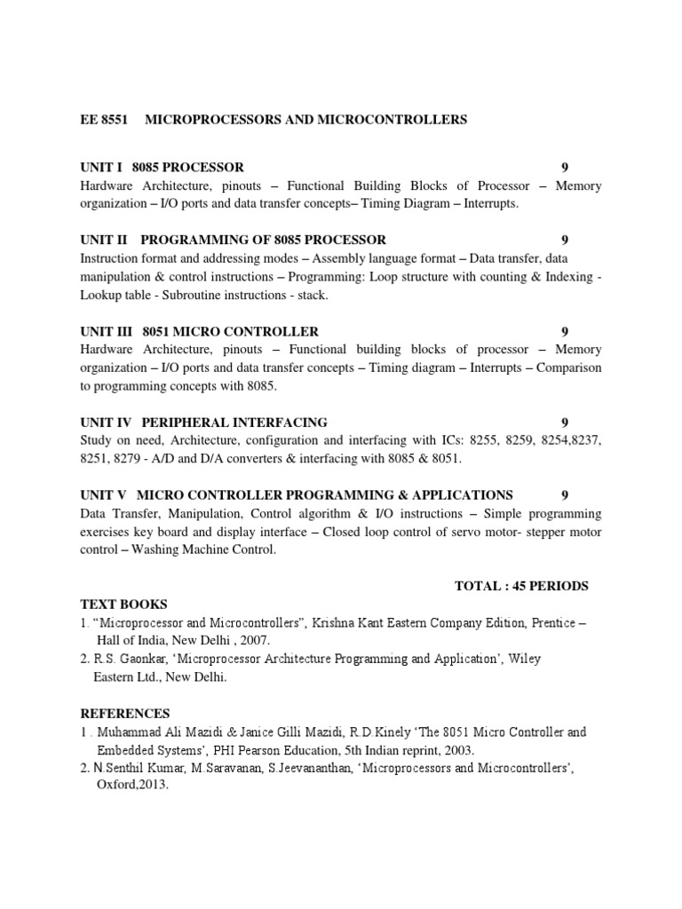2 Marks MPMC | PDF | Central Processing Unit | Microcontroller