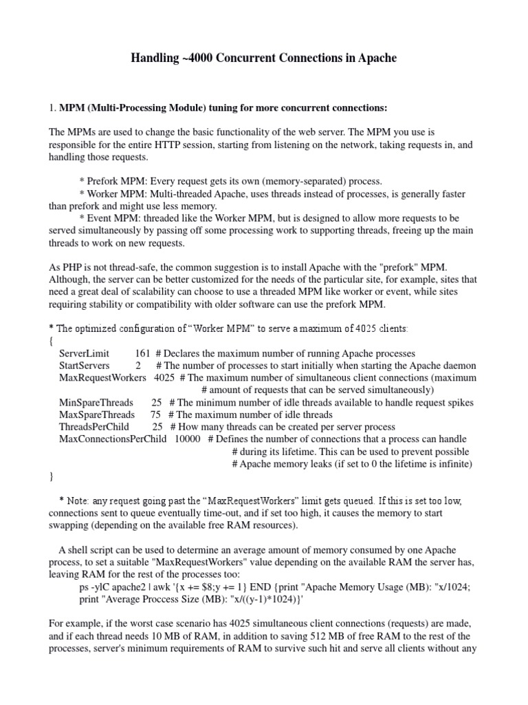 Handling 4000 Concurrent Connections in Apache | PDF | Apache Http Server | Proxy Server