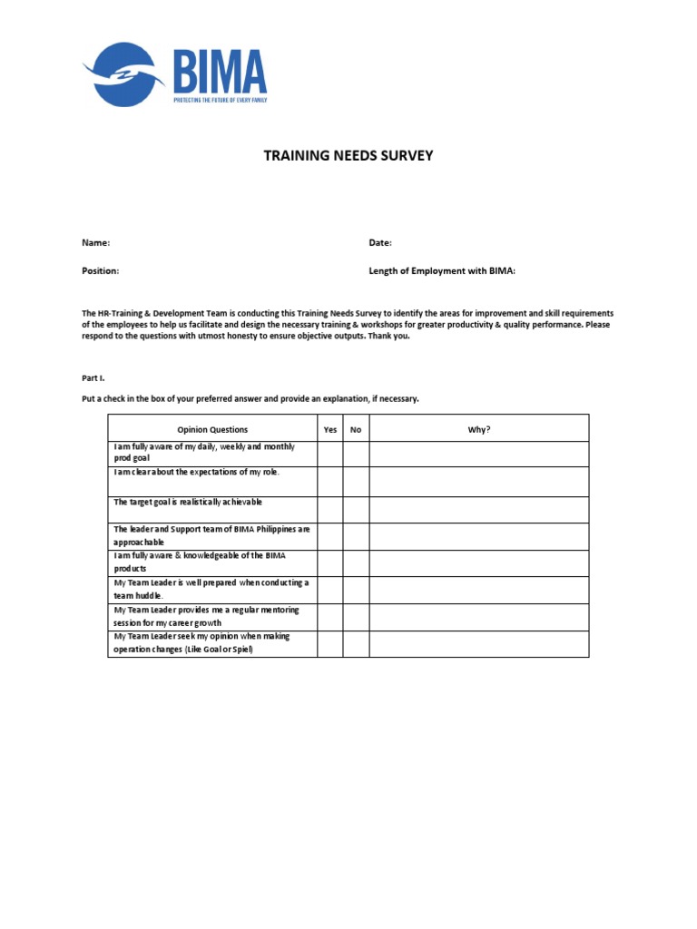 TNA Survey | PDF | Customer | Mentorship