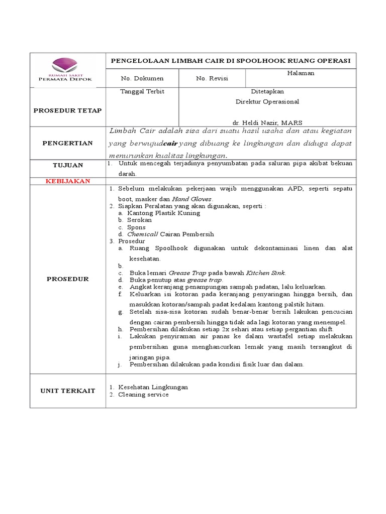Sop Pembersihan Grease Trap 2 | PDF