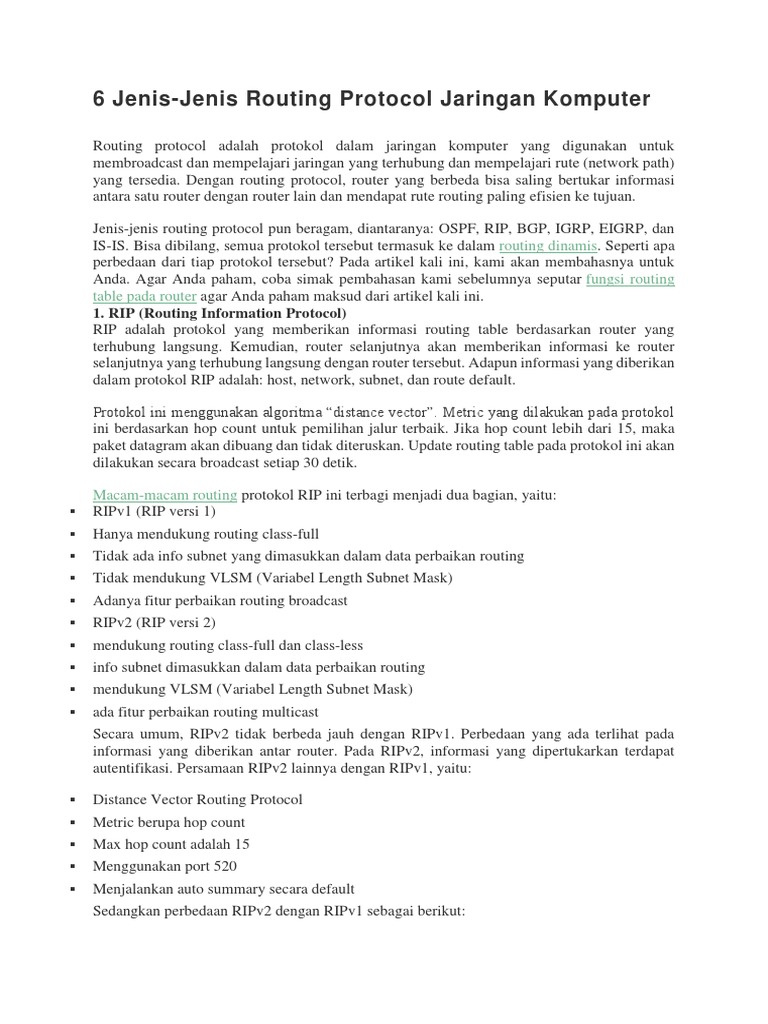 Jenis Jenis Routing | PDF | Bisnis | Komputer