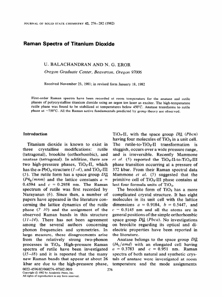 Raman Anatasa | PDF | Titanium Dioxide | Raman Spectroscopy
