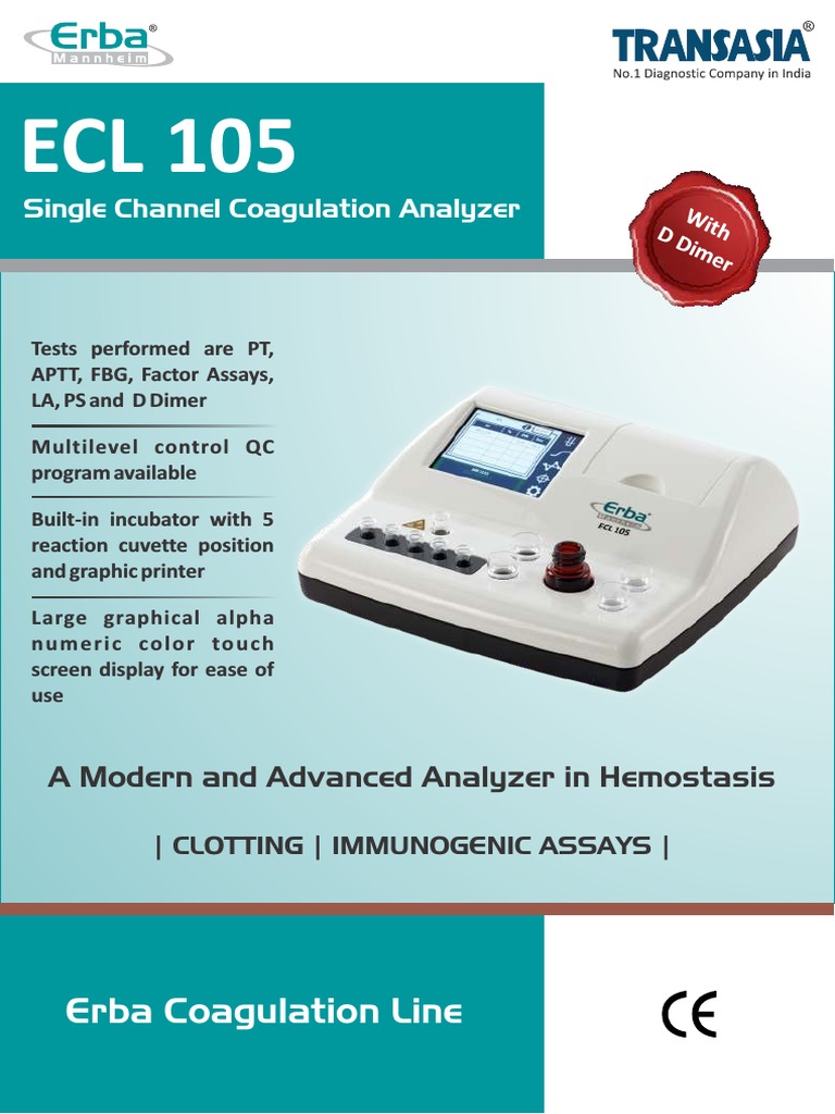 1408391036-Erba ECL 105 - V02 | PDF | Coagulation | Body Fluids
