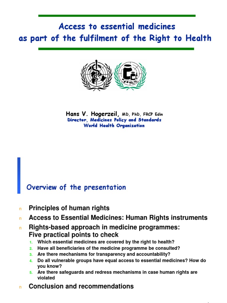 Access To Essential Medicines As Part of The Fulfilment of The Right To ...