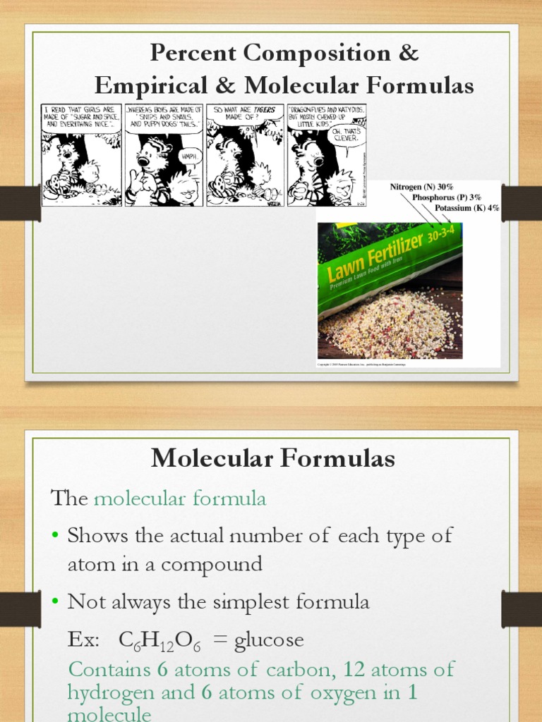 Percent Composition & Empirical & Molecular Formulas | PDF | Molecules ...