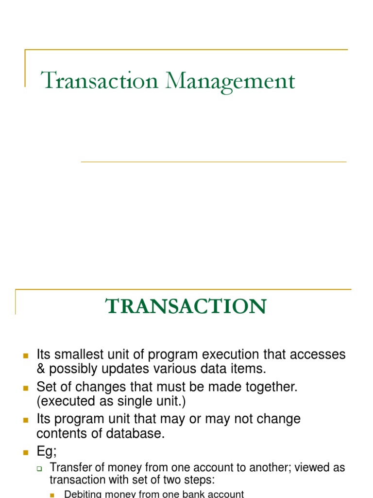 Transaction Managment | PDF | Database Transaction | Concurrency (Computer Science)