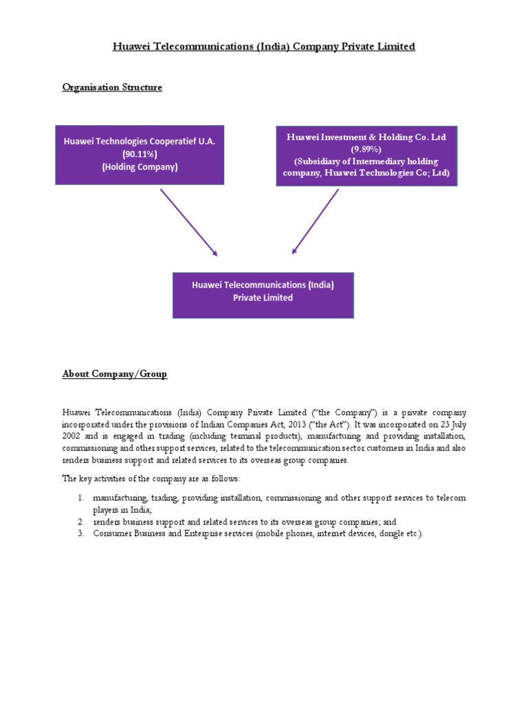 Huawei Telecommunications (India) Company Private Limited: Organisation ...