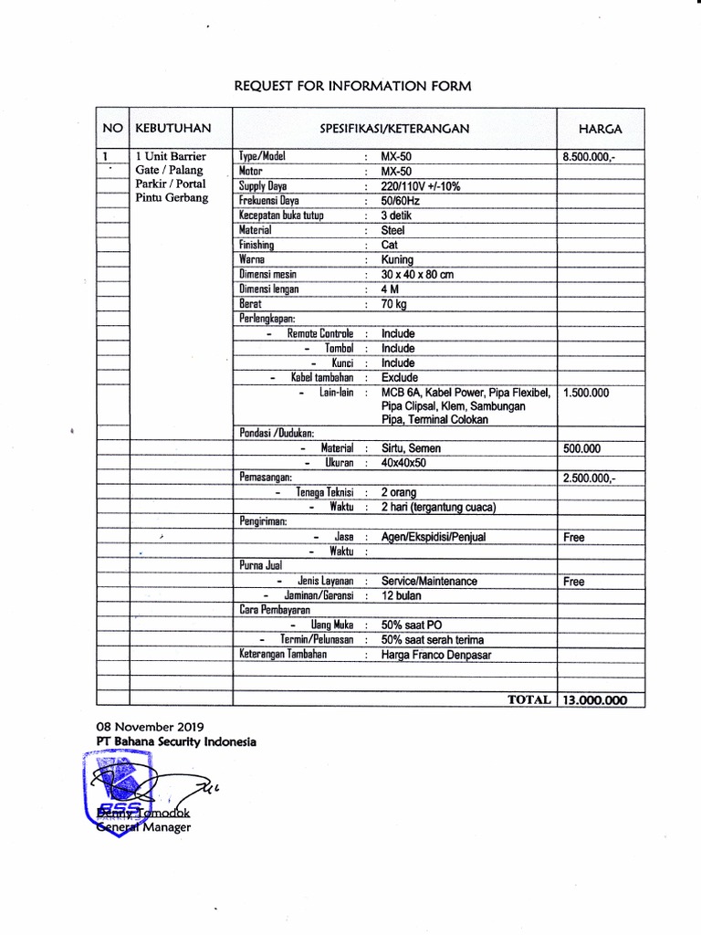 Request For Information Form | PDF