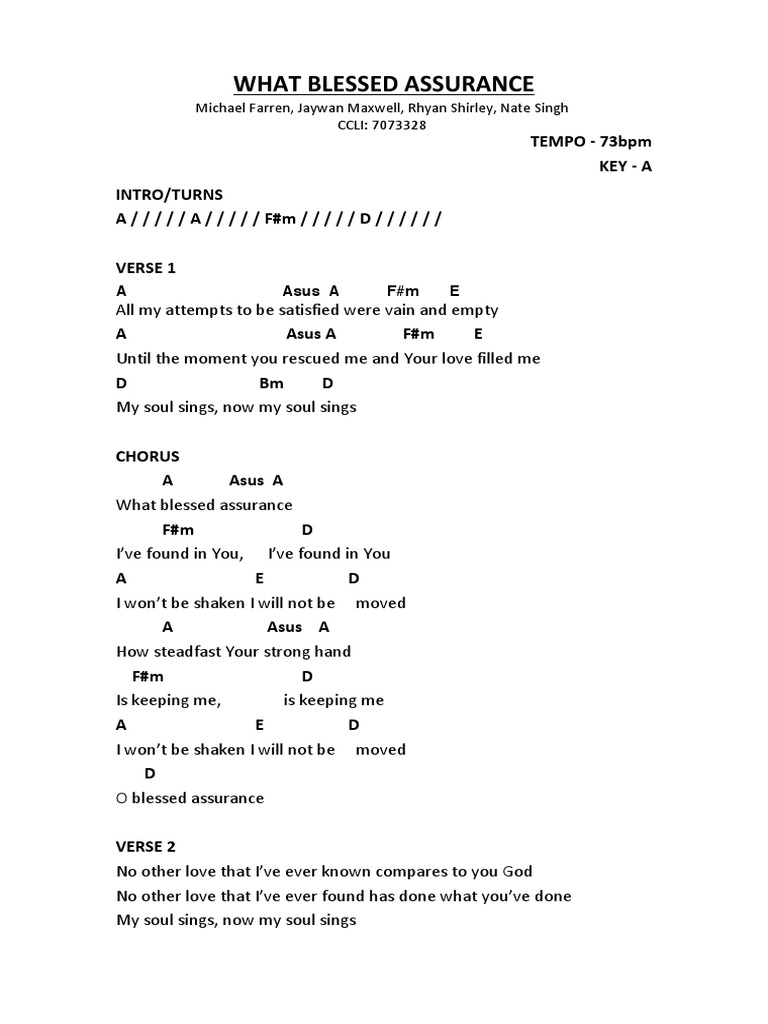 Blessed Assurance Chords A | PDF