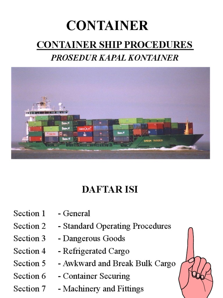 Container Container Ship Procedures Prosedur Kapal Kontainer 1 | PDF