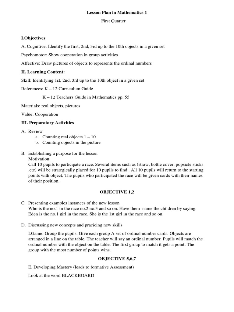 Semi Detailed Lesson Plan in Mathematics 1 | PDF | Teaching Methods ...