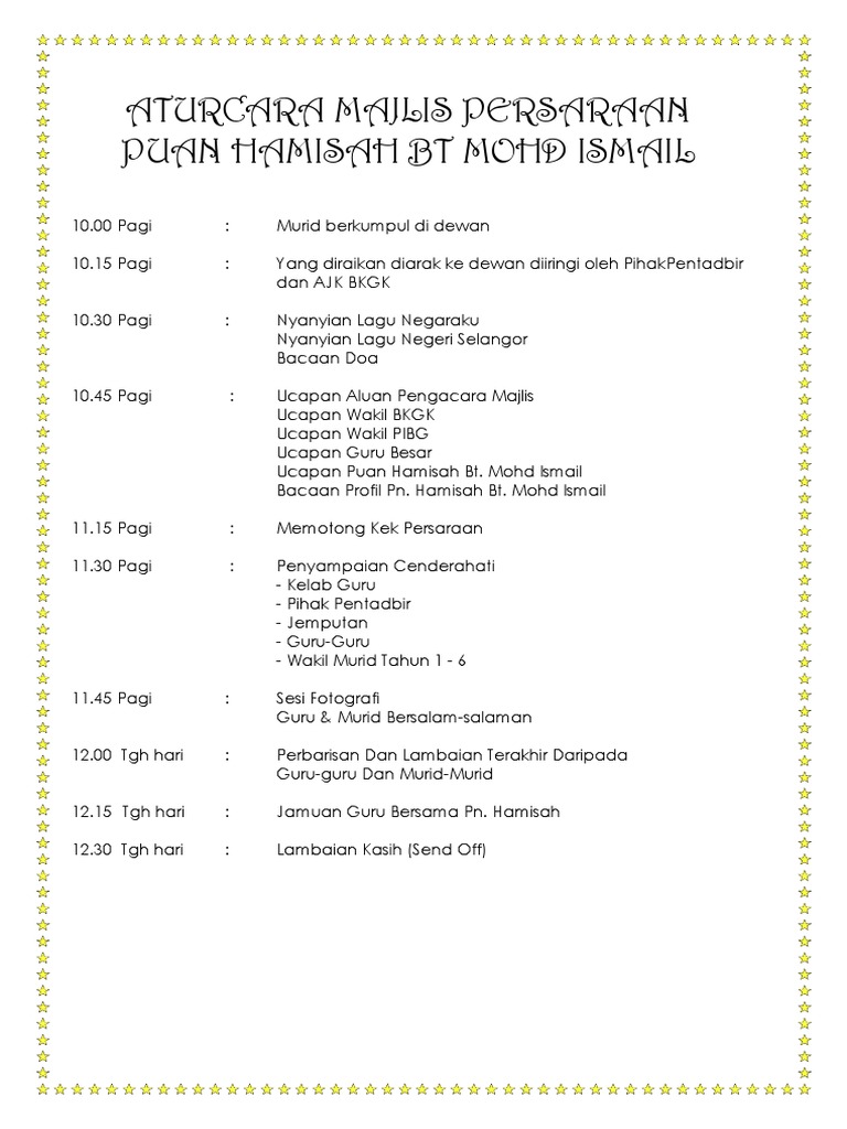 Aturcara Majlis Perpisahan | PDF