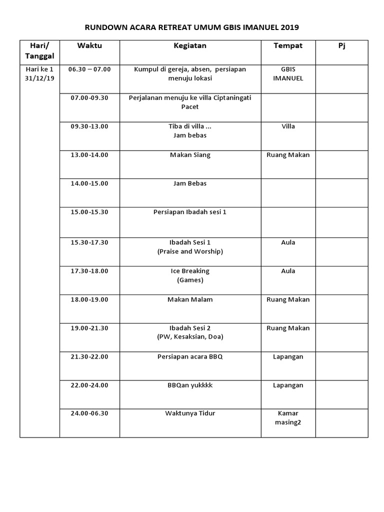 Contoh Jadwal Acara | PDF