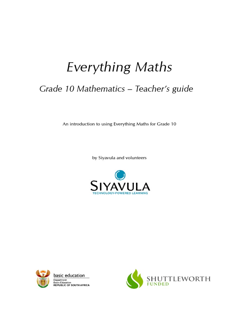 Grade 10 Maths Teacher Guide PDF | PDF | Teaching Mathematics | Curriculum