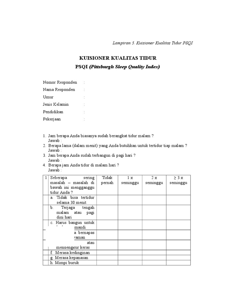 Assessing Sleep Quality: The Pittsburgh Sleep Quality Index ...