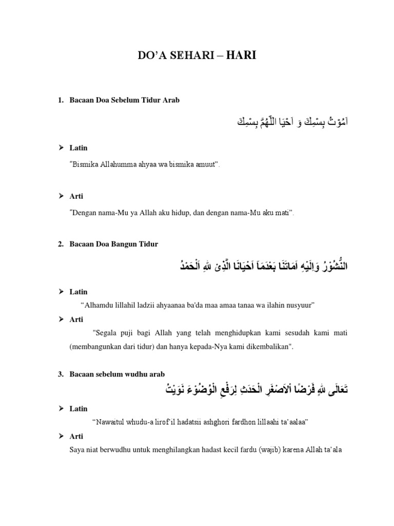 Daily Prayers and Remembrances: A Collection of Common Arabic Prayers ...