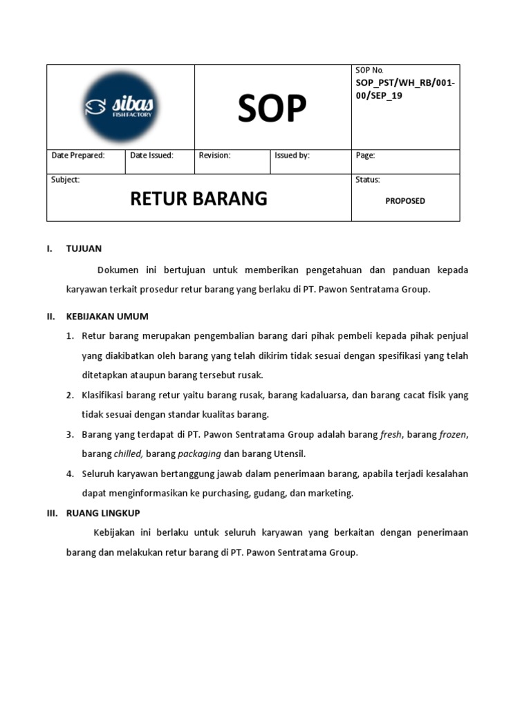 SOP Retur Barang | PDF