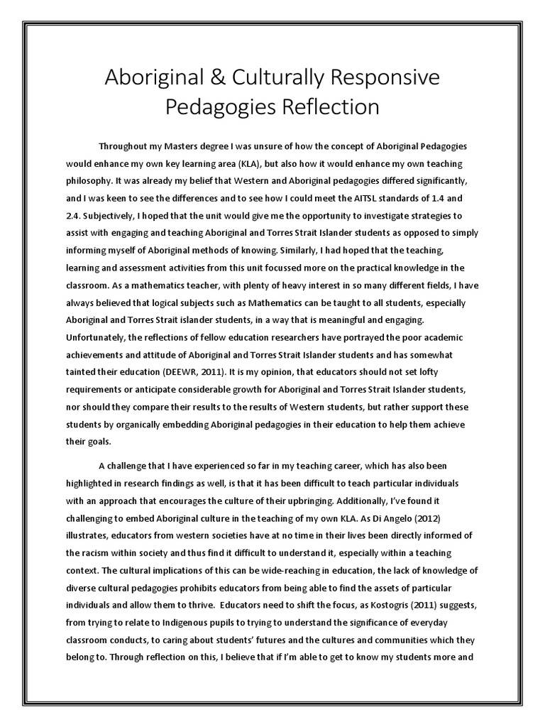Reflection | PDF | Indigenous Australians | Pedagogy