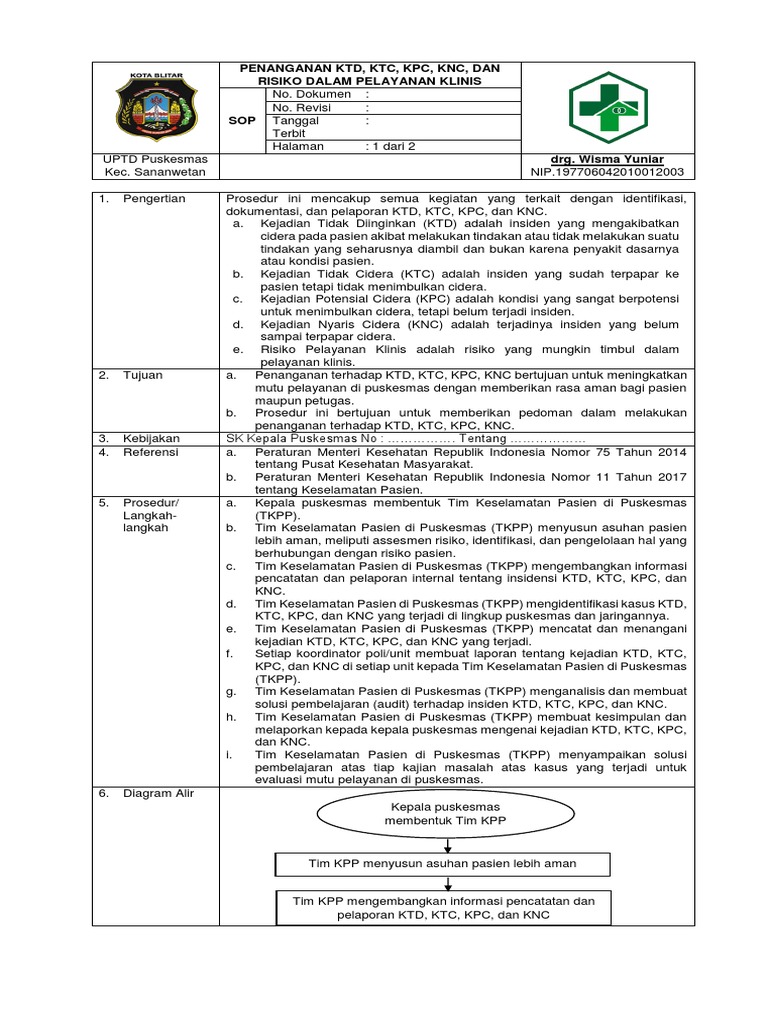 Sop Penanganan KTD, KTC, KPC, KNC | PDF