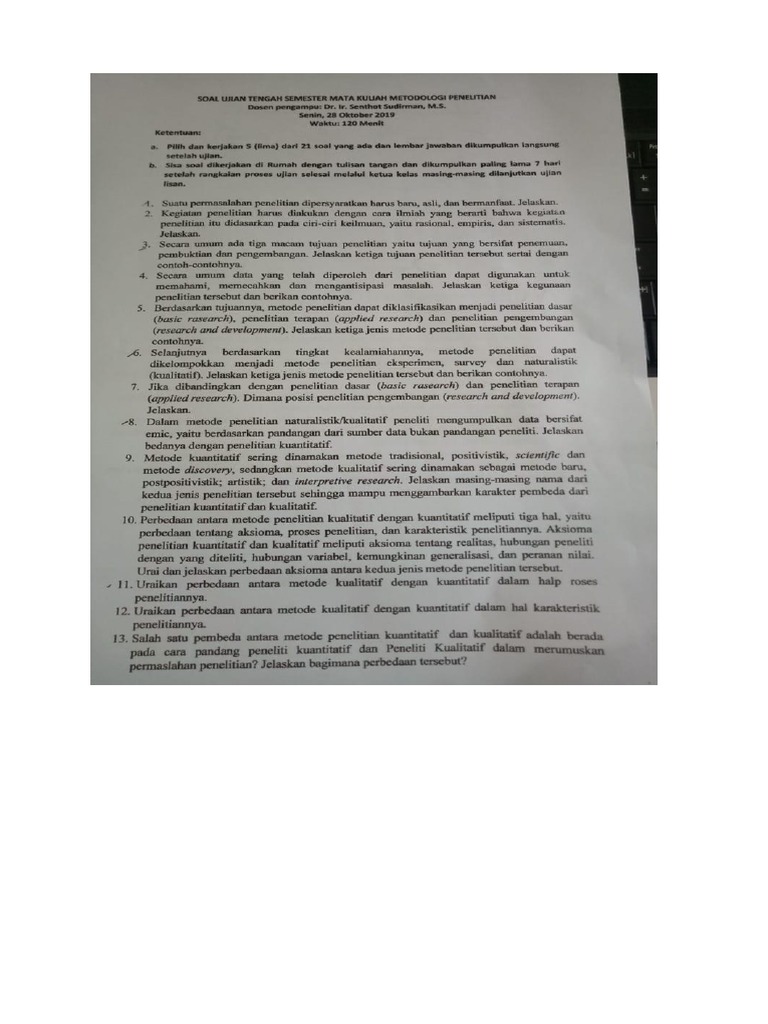 Jawaban UTS Metopen | PDF