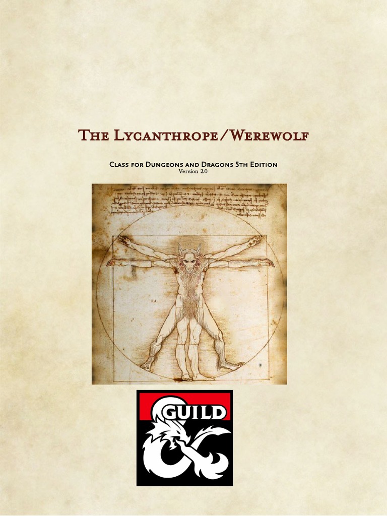 The Lycanthrope / Werewolf: Class for Dungeons and Dragons 5th Edition ...