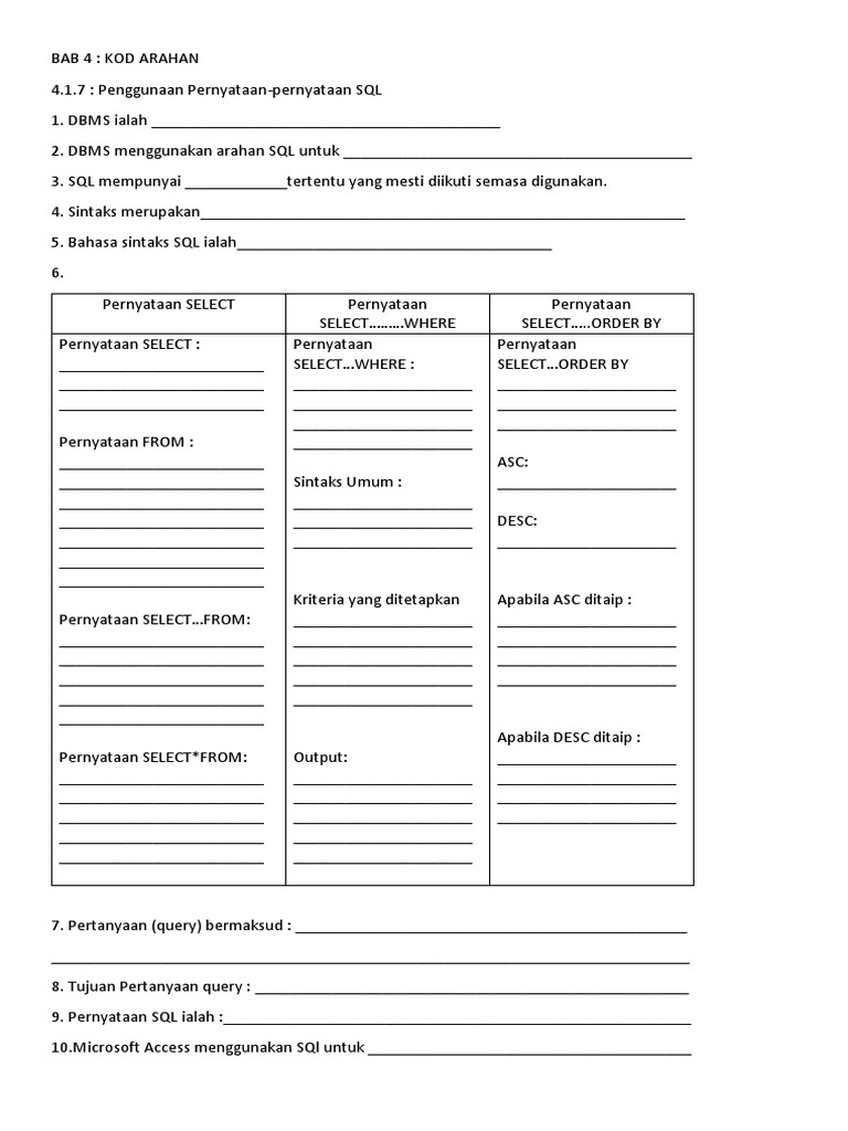 F3 Bab 4.1.7 Penggunaan Pernyataan SQL | PDF