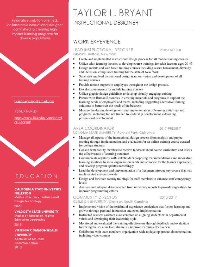 TLB Resume | PDF | Instructional Design | Educational Technology