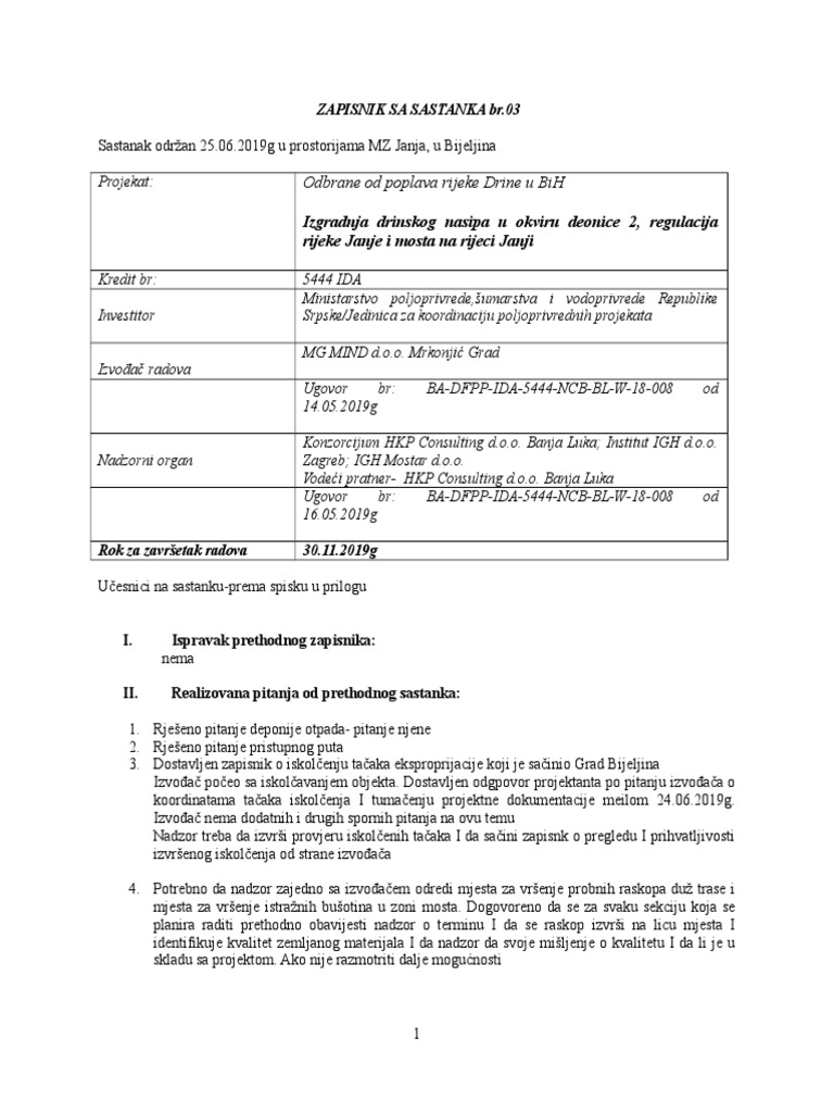 2019 06 25 Zapisnik Sa Sastanka Br3 | PDF