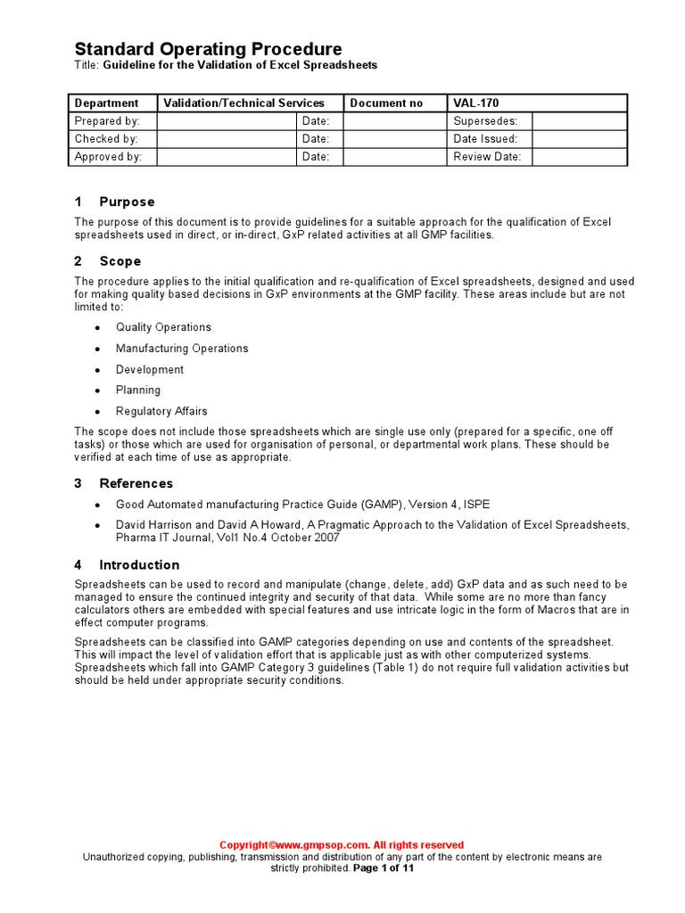 SOP | PDF | Spreadsheet | Verification And Validation