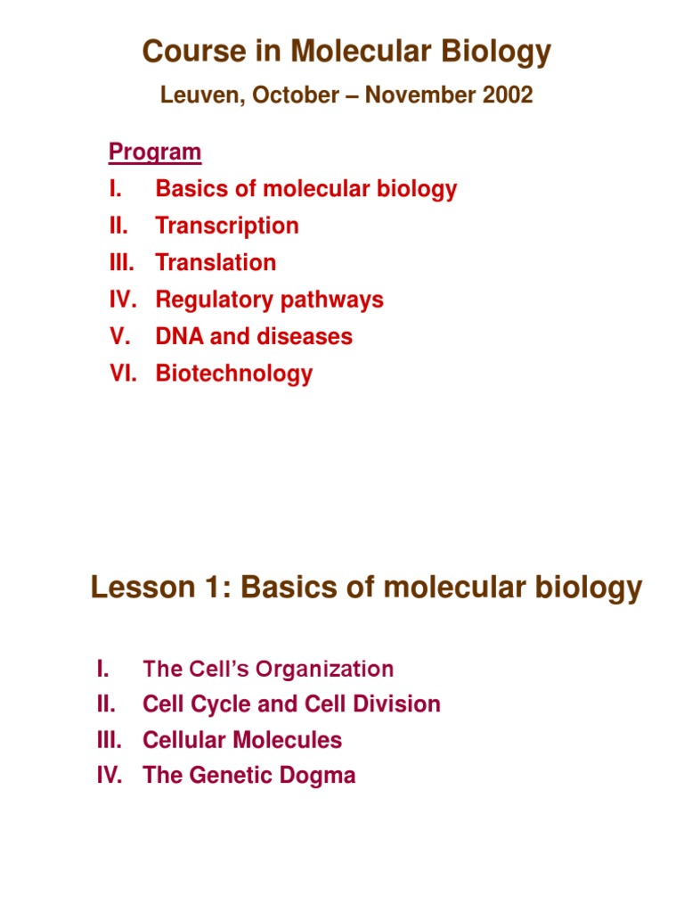 Molecular Cell Biology 1 Basics of Molecular Biology | PDF | Cell ...