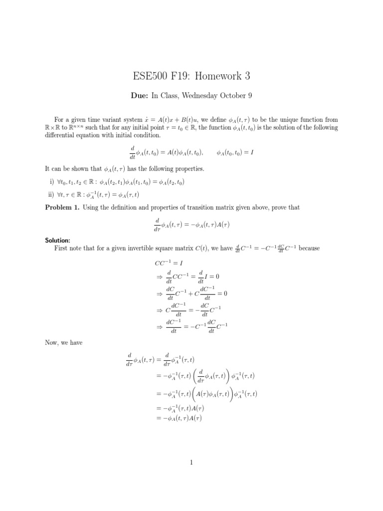 ESE500 HW3 Solutions | PDF | Eigenvalues And Eigenvectors | Matrix (Mathematics)