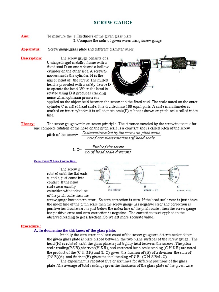 Measuring Dimensions with a Screw Gauge: Determining the Thickness of a ...
