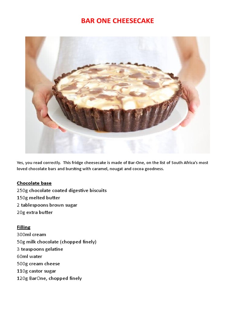 Bar One Cheesecake: Chocolate Base | PDF