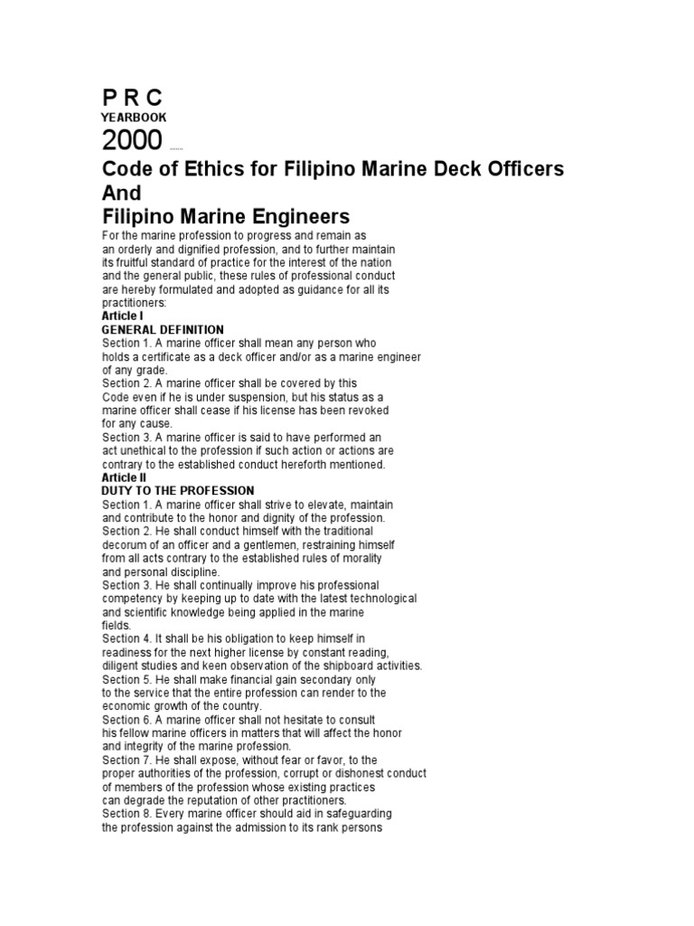Code of Ethics for Marine Officers | PDF | Navigation | Ships