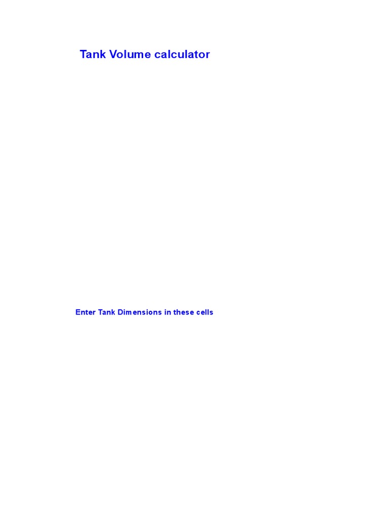 Tank Volume & Panel Calculator | PDF